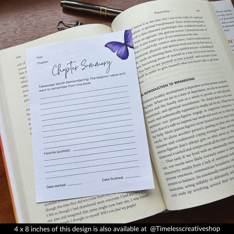 Printable Bookmark, Book Summary, Chapter Summary, Book Organizer, Book ...