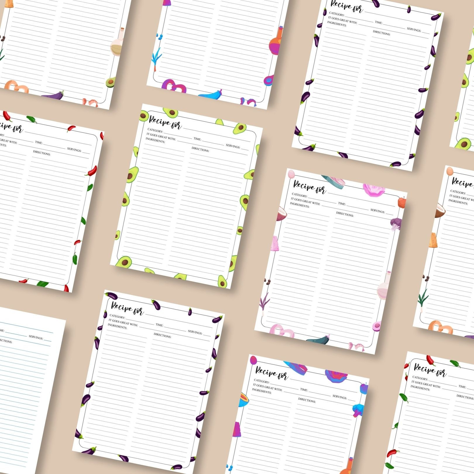 Printable Recipe Cards , Chili Recipe Cards , Recipe Cards , Modern ...