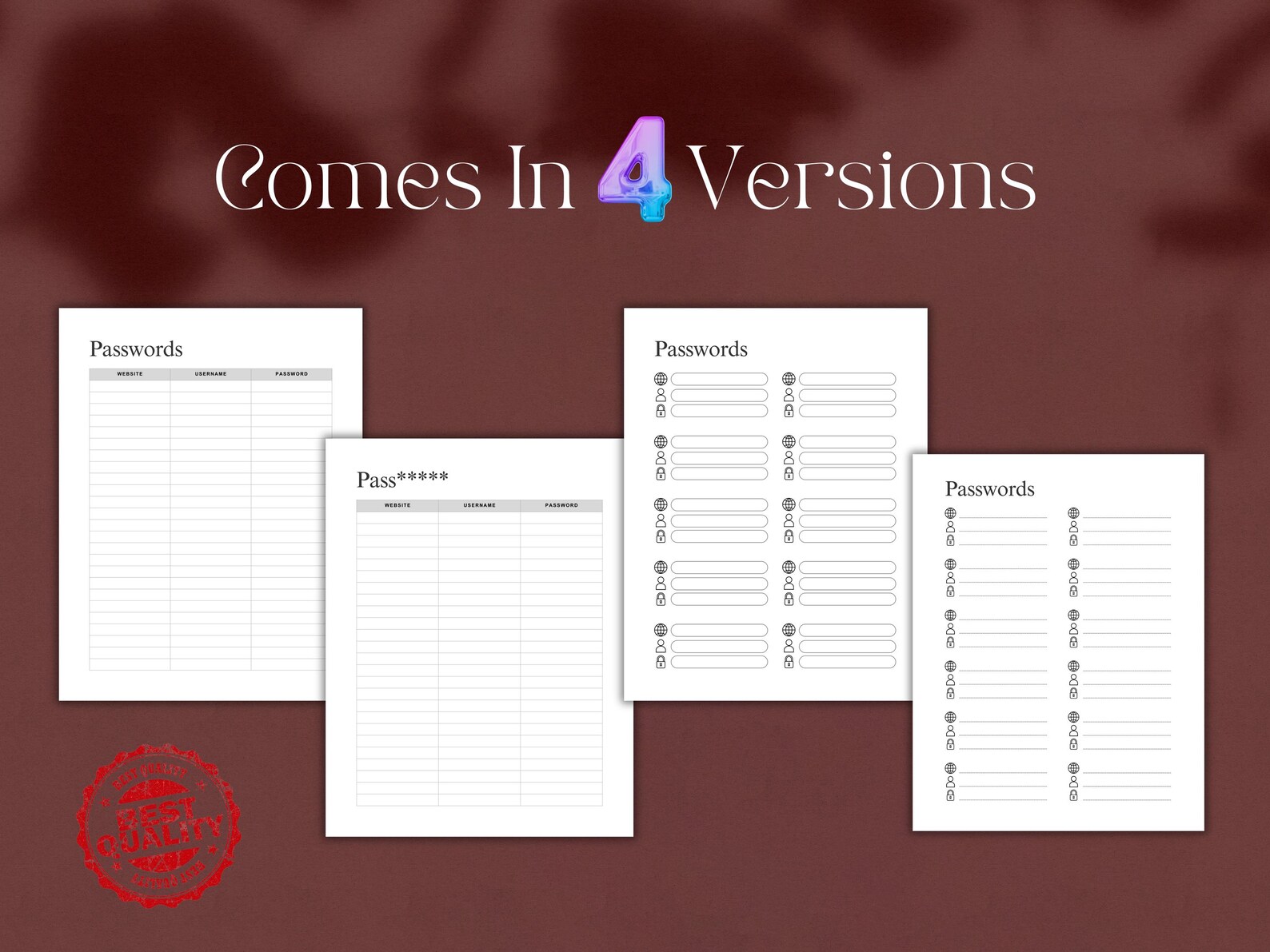 Password Tracker PRINTABLE, Password Management, Password Log Organizer ...