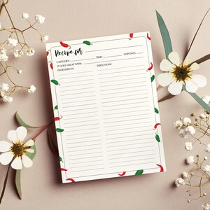 Printable Recipe Cards , Chili Recipe Cards , Recipe Cards , Modern ...