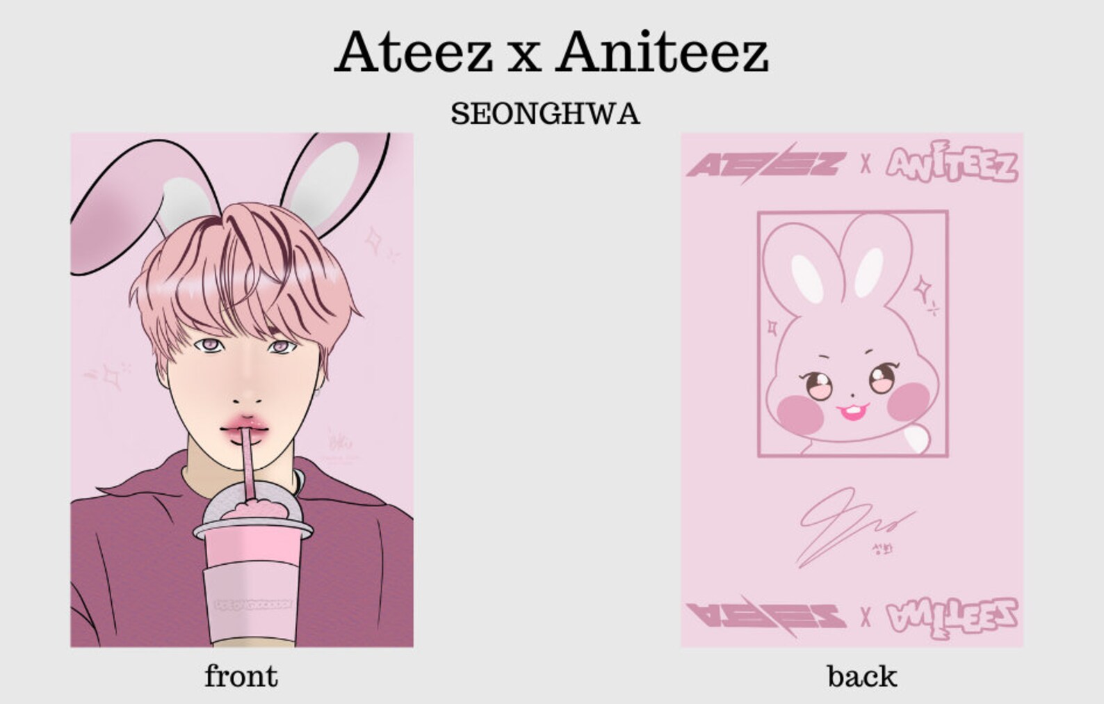 Ateez X Aniteez Collection Kpop Fanart Photocard Set - Etsy