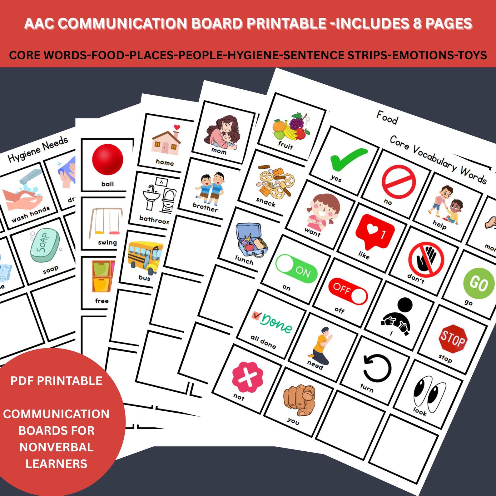 AAC Communication Board/book for Nonverbal and Emerging Communicators ...