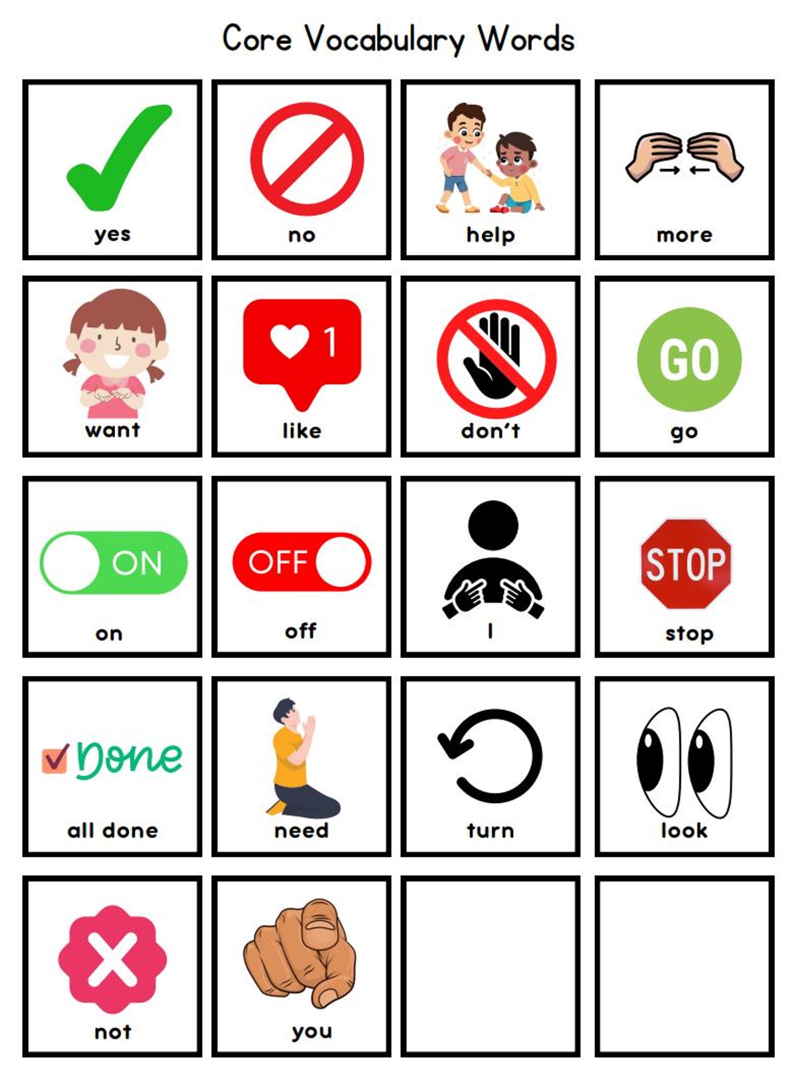 AAC Communication Board/book for Nonverbal and Emerging Communicators ...