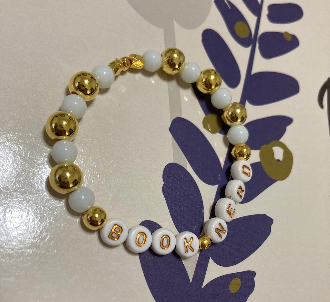 Book Nerd Beaded Bracelet (white) - Etsy