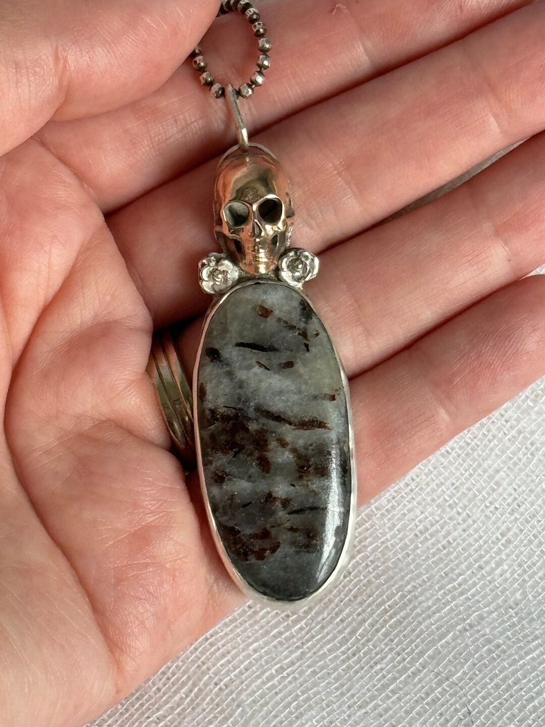 Sterling Silver Astrophyllite Skull Pendant - Etsy