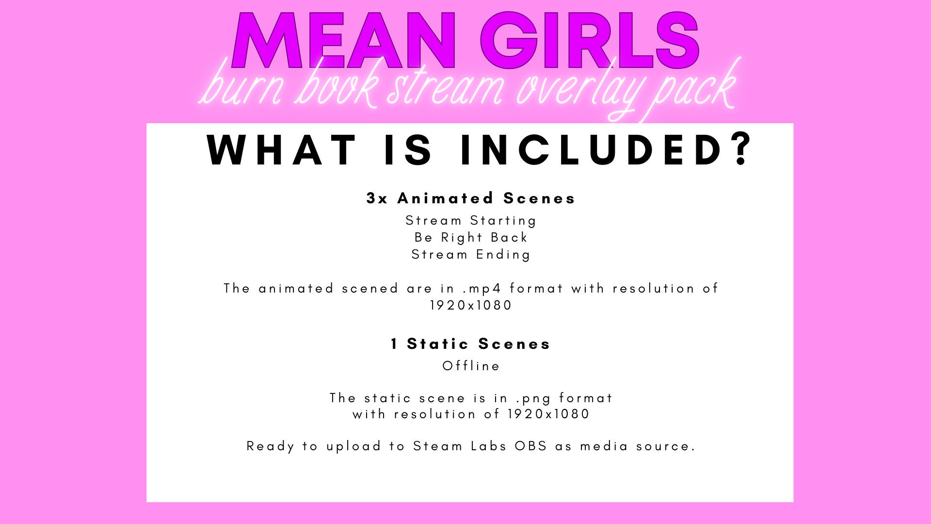Animated Twitch Overlay Mean Girls Burn Book White Stream Scene Package ...