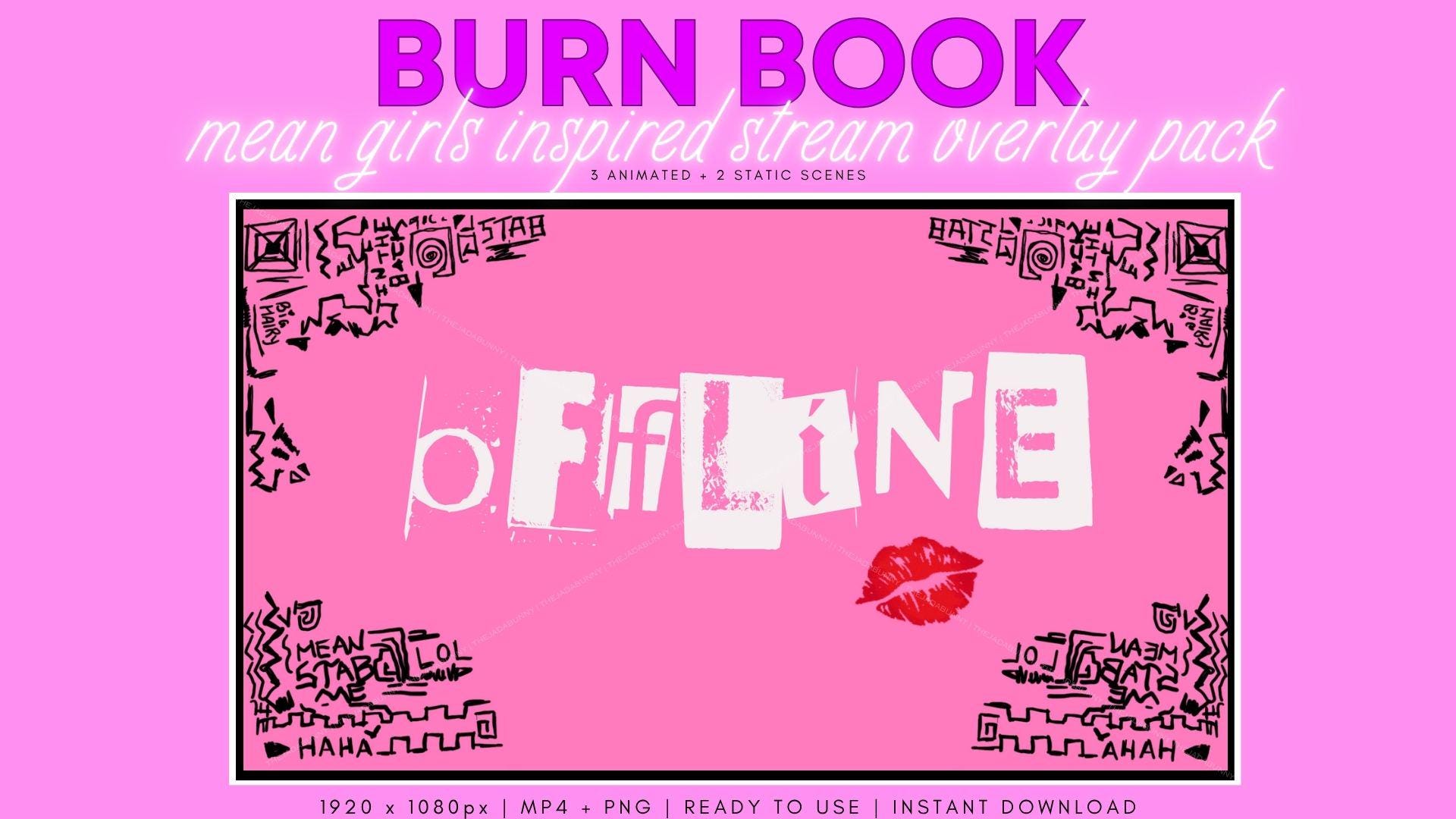 Mean Girls Inspired Twitch Overlay – Animated Burn Book Stream Package ...