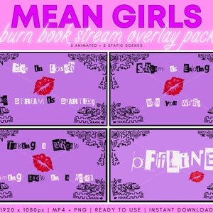 Animated Twitch Overlay Mean Girls Burn Book Purple Stream Scene ...