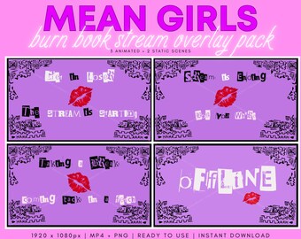 Burn Book Mean Girls Pink Journal Twitch Animated Stream Screen Pack ...