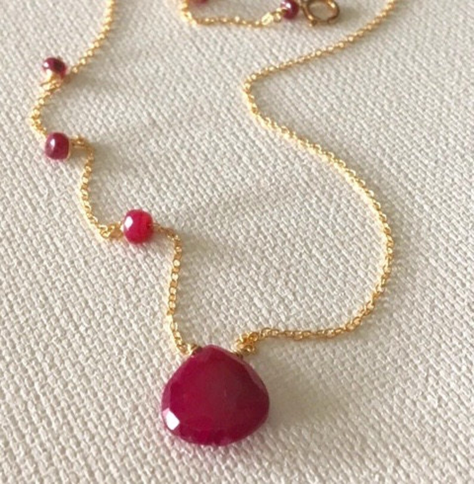 Ruby Necklace Ruby Gold Necklace Gold-filled Chain Gemstone - Etsy