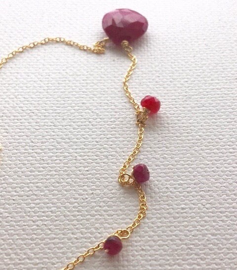 Ruby Necklace Ruby Gold Necklace Gold-filled Chain Gemstone - Etsy