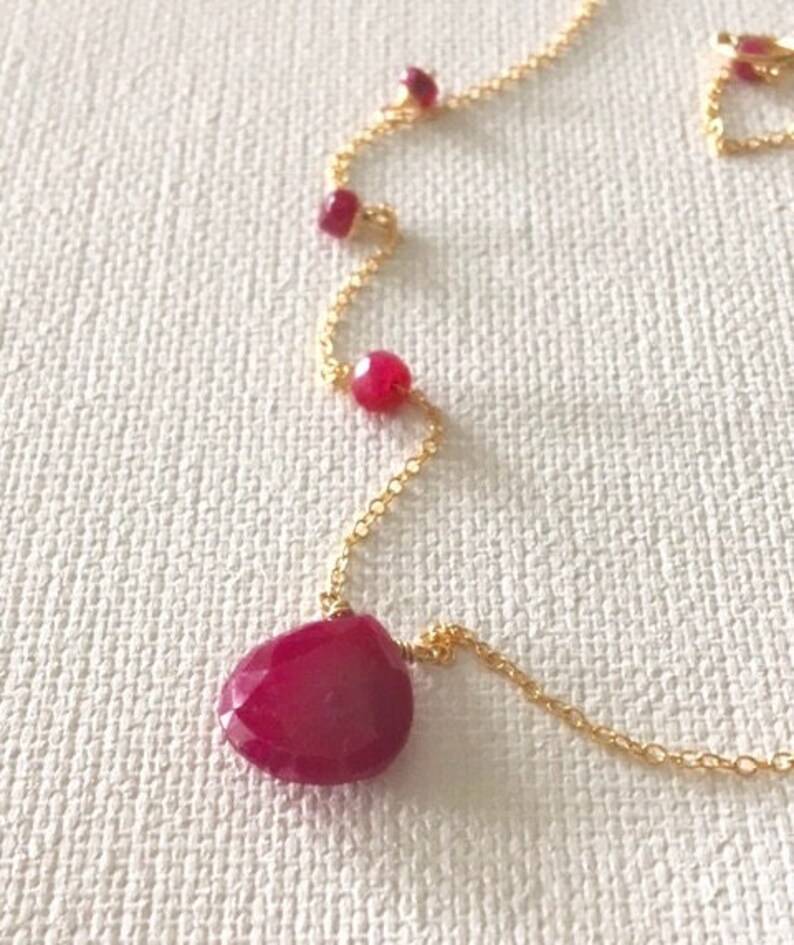 Ruby Necklace Ruby Gold Necklace Gold-filled Chain Gemstone - Etsy