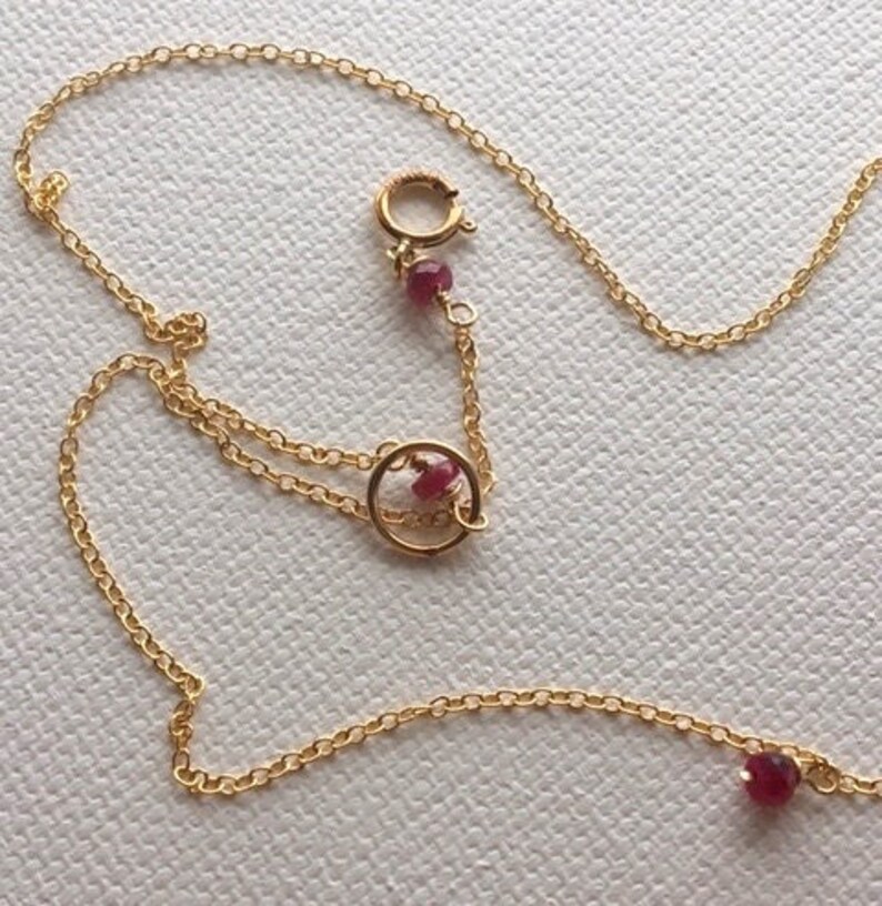 Ruby Necklace Ruby Gold Necklace Gold-filled Chain Gemstone - Etsy