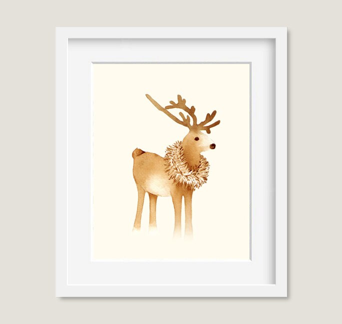 Watercolor Painting Reindeer Painting Watercolor Reindeer | Etsy