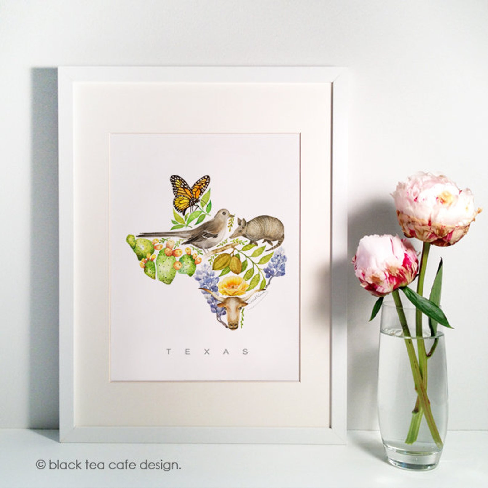 8X10 Texas Watercolor Print, Texas Map, Texas State, Watercolor Print ...