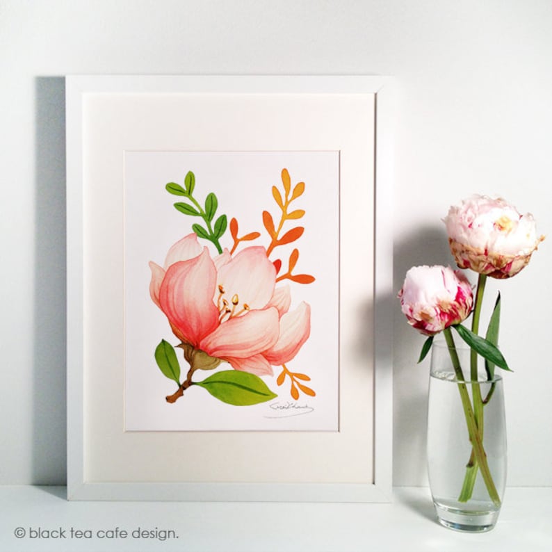 Spring Flower Art Print, 5X7 Floral Watercolor Art Print, Plants ...