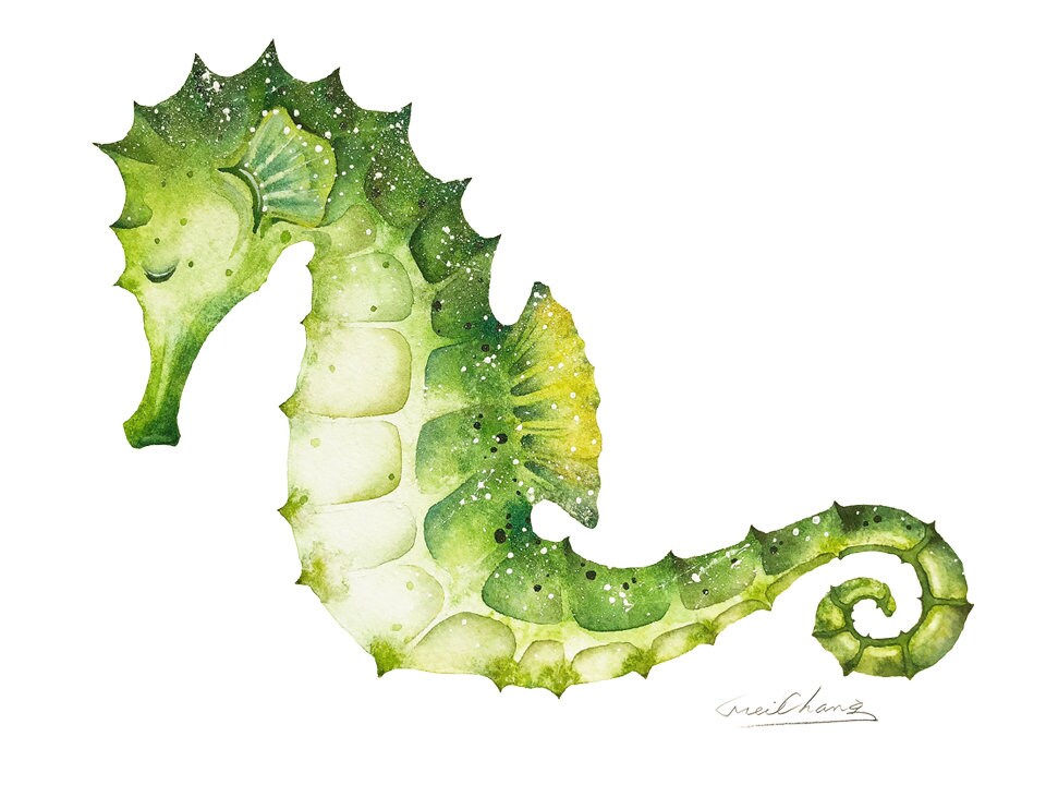 Seahorse Art Print 5X7 Seahorse Watercolor Art Print - Etsy