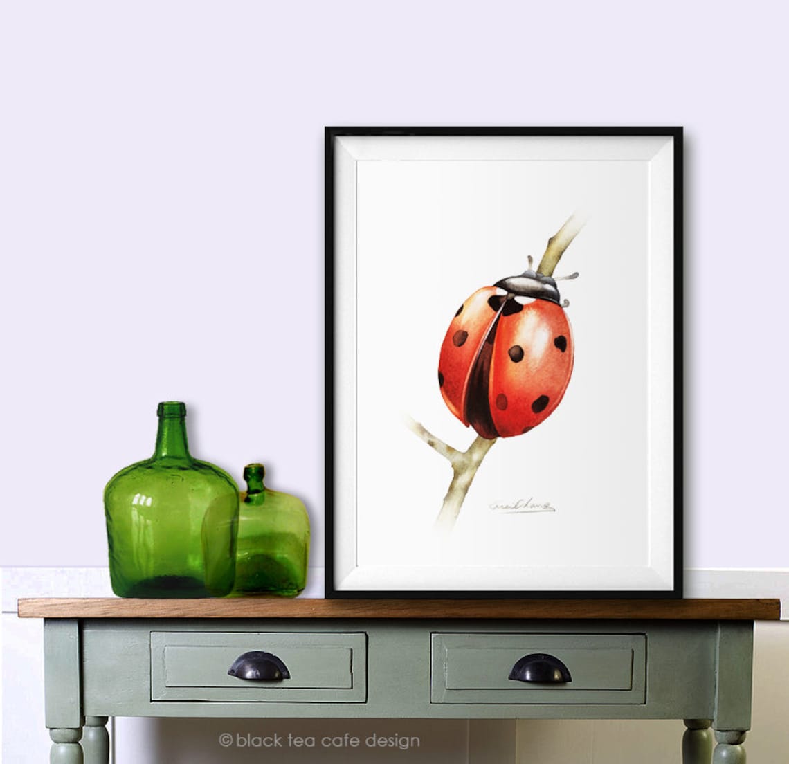 Ladybug Art Print 5X7 Ladybug Watercolor Art Print Ladybug - Etsy