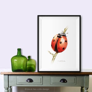 Ladybug Art Print, 5X7 Ladybug Watercolor Art Print, Ladybug Painting ...