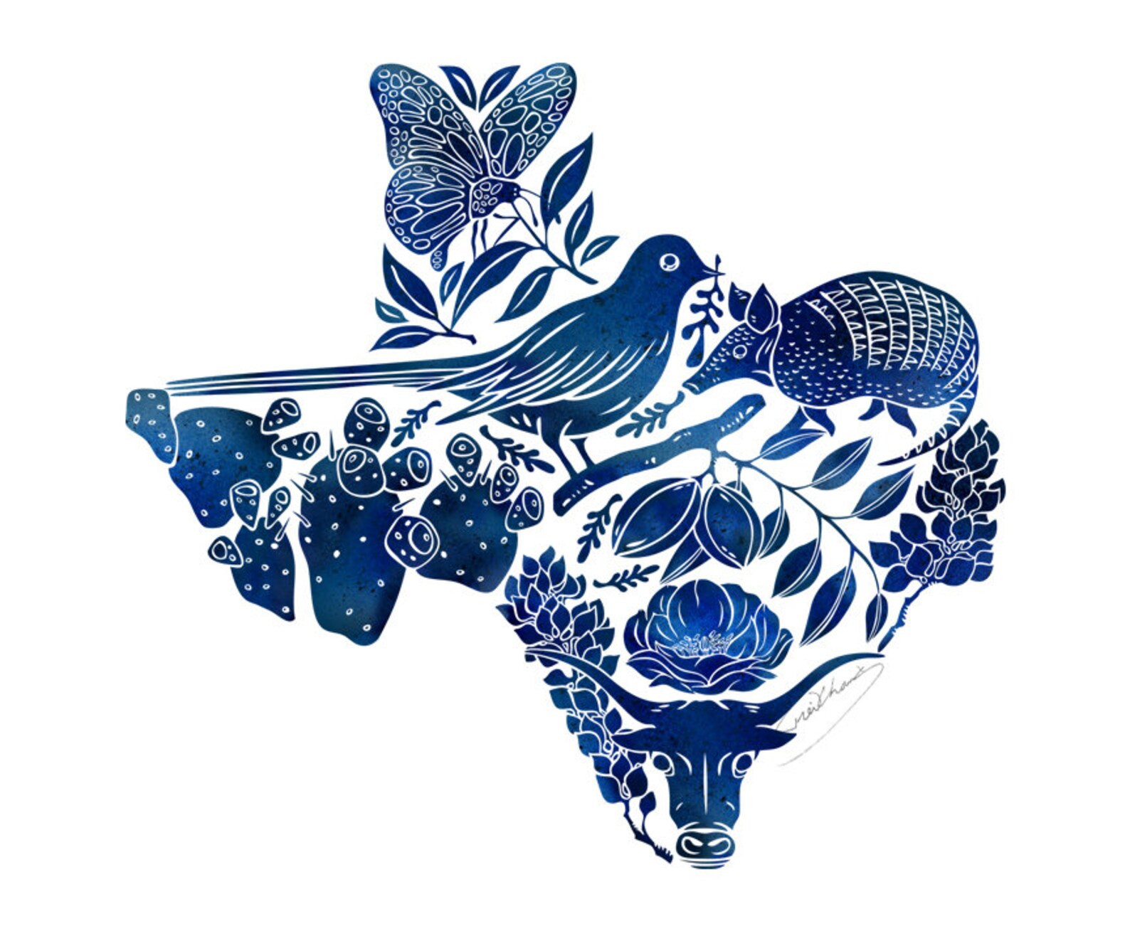 8X10 Texas Watercolor Print Texas Map Texas State - Etsy