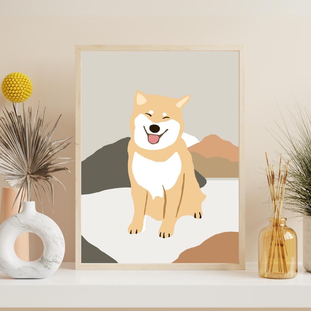 Shiba Inu Wall Art – “sunshine in Fur” Abstract Dog Print, Minimalist ...