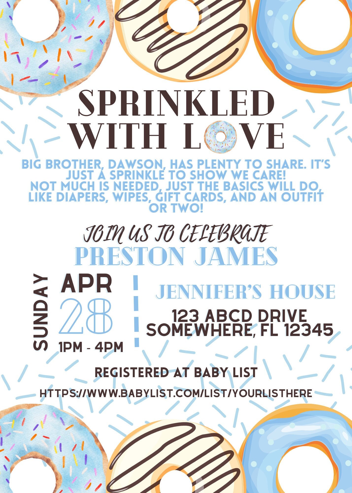 Baby Boy Sprinkle Invitation Digital - Etsy