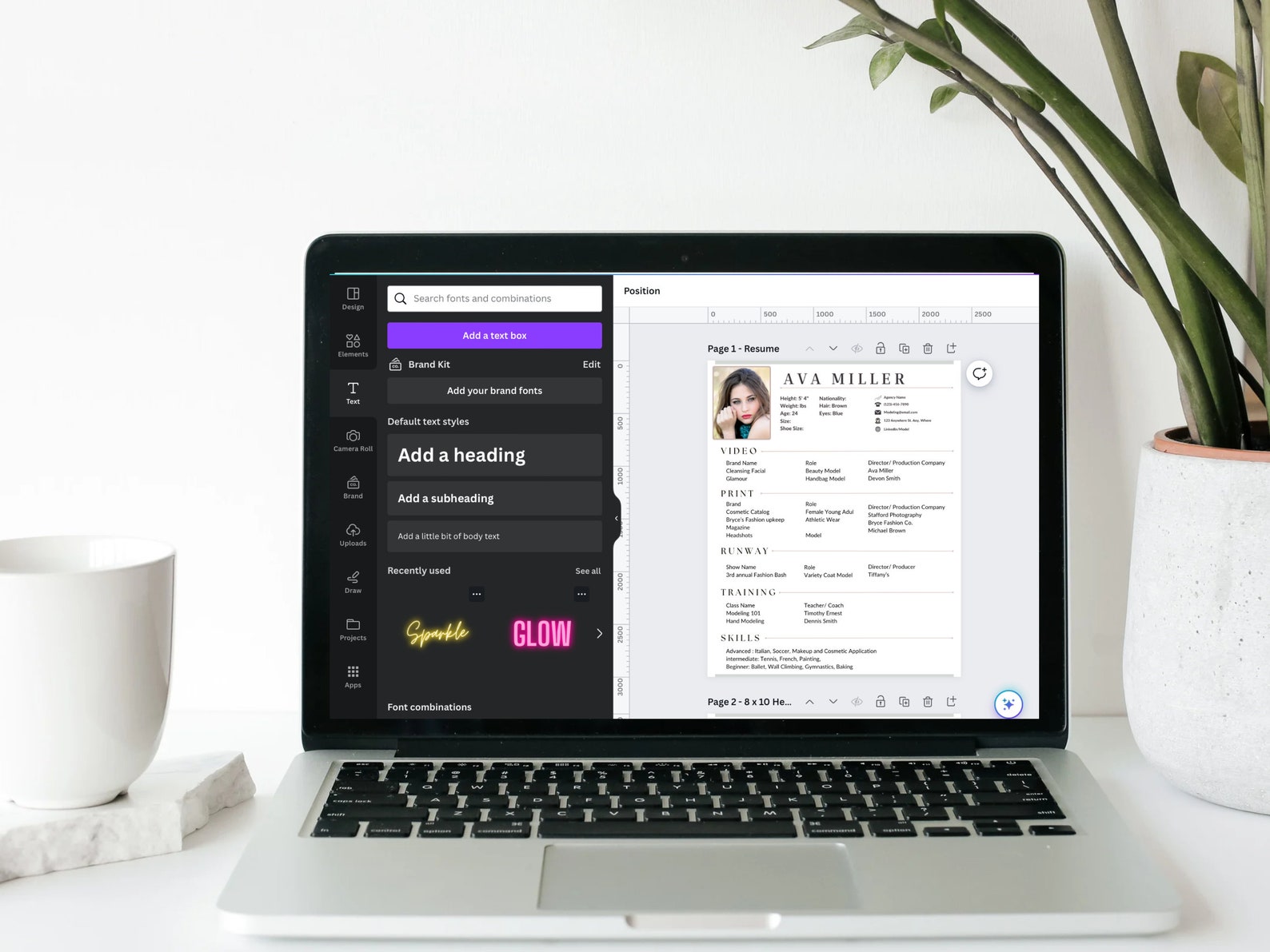 Modeling Resume Template Talent Agency Editable in Canva CV ...
