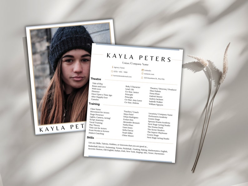 Actors Resume Template Auditions Editable in Canva CV Professional ...