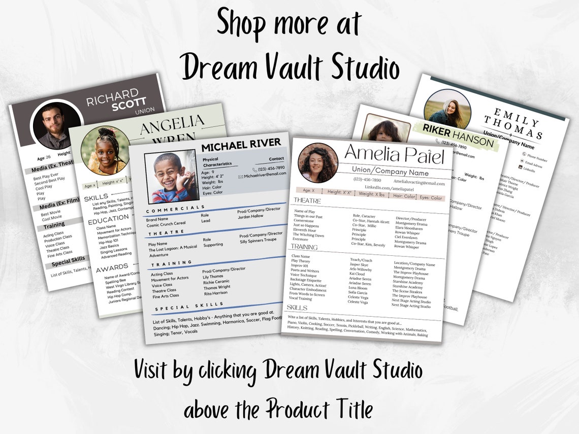 Actors Resume Template Auditions Editable in Canva CV Professional ...