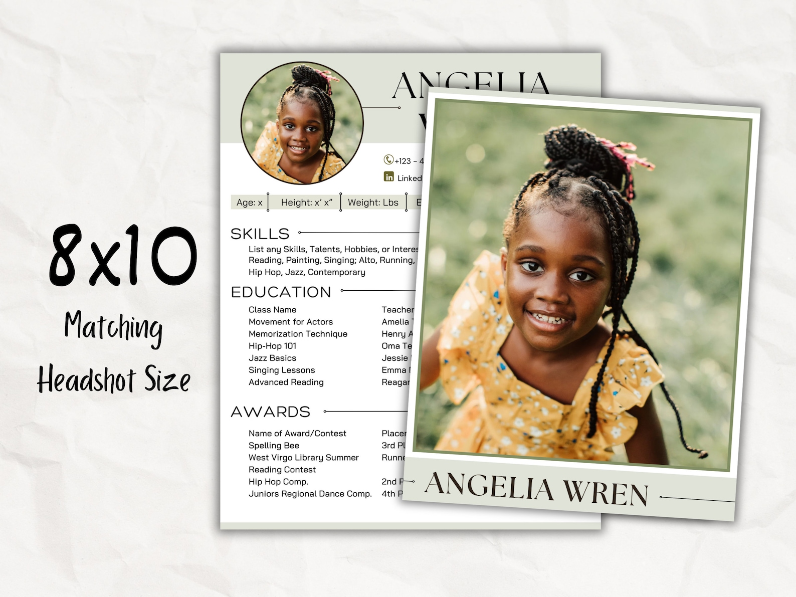 Child Actor Resume Template No Experience Editable Canva CV ...