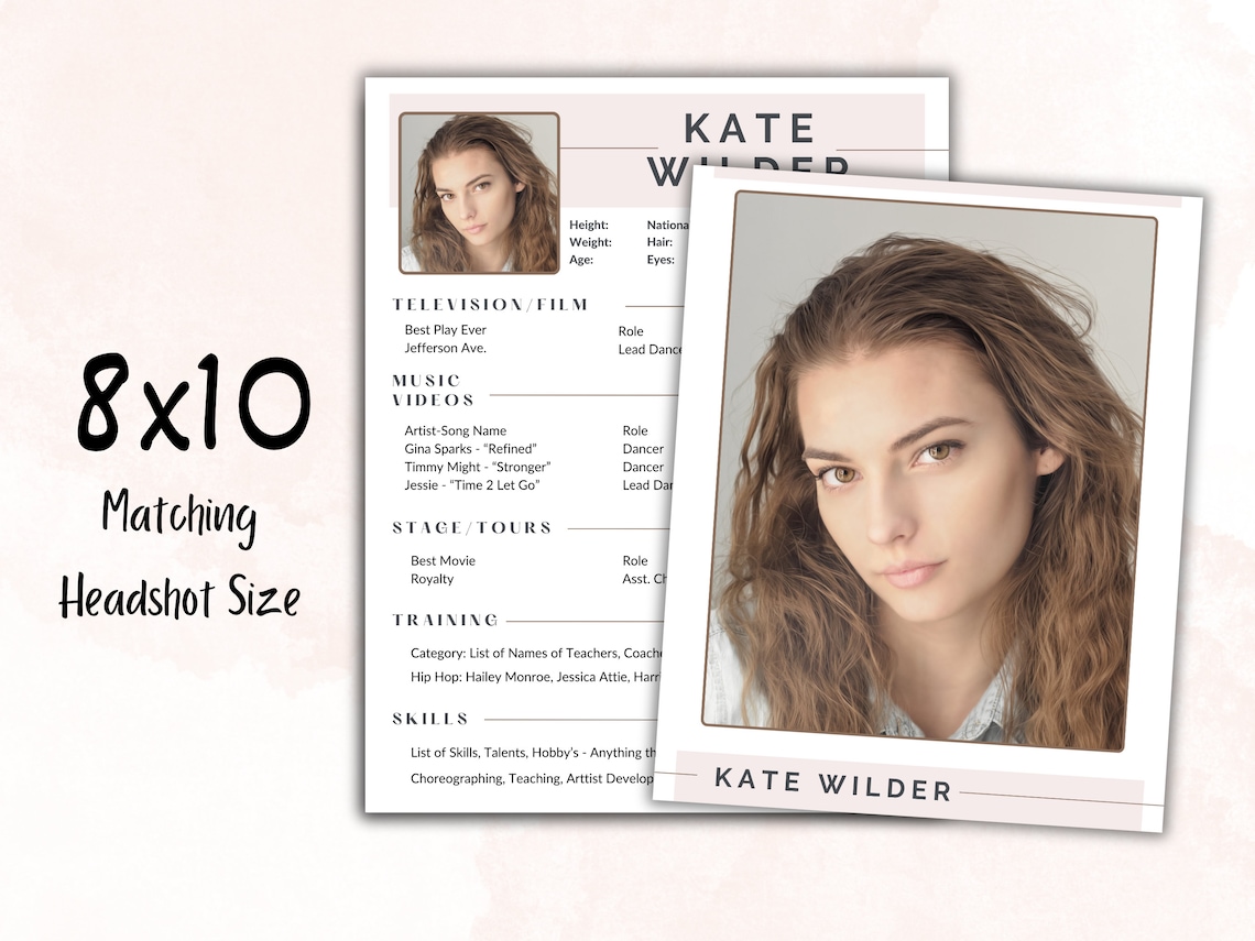 Professional Dancer Resume Template for Auditions Talent Agency ...