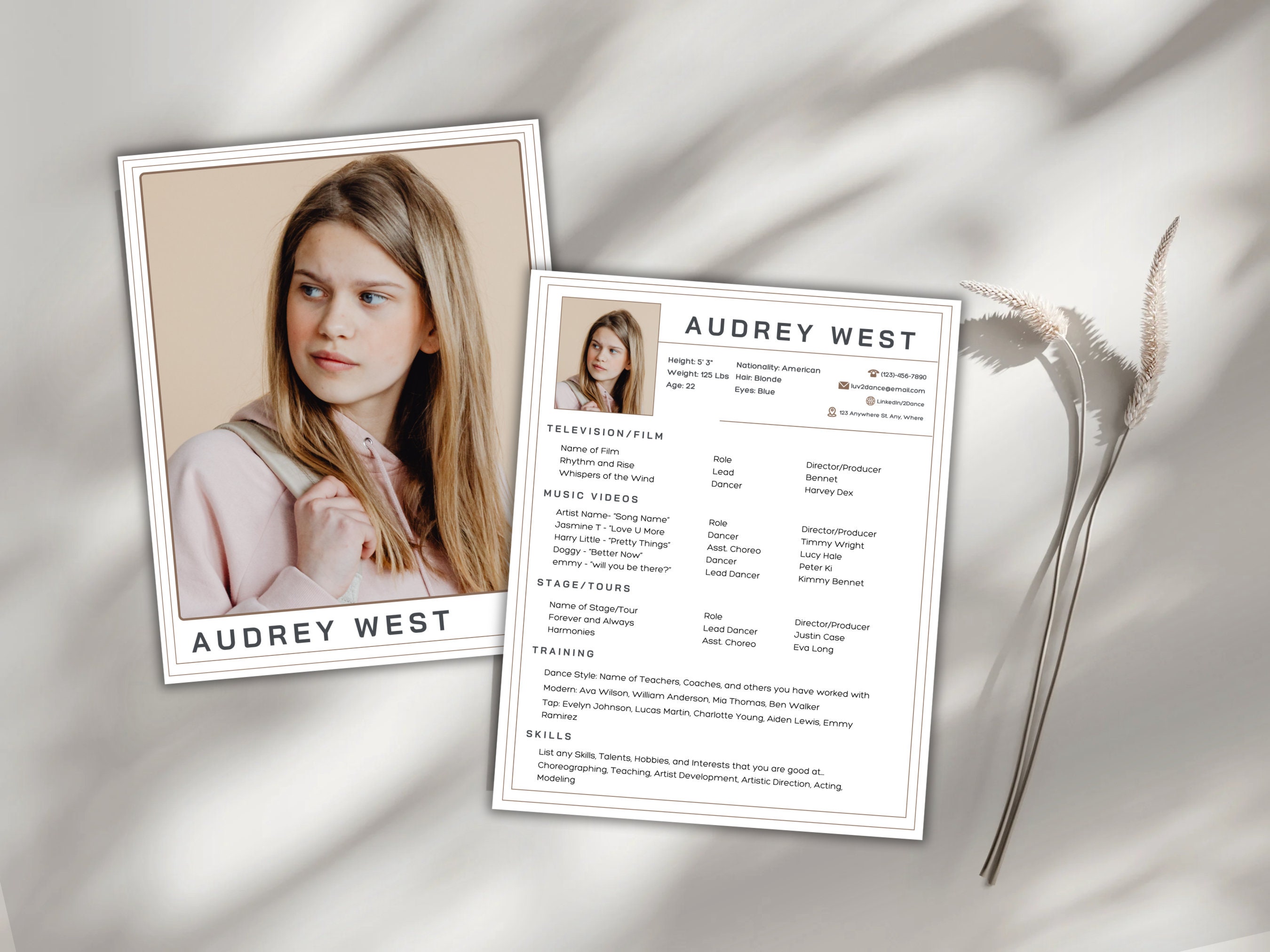 Dancers Resume Template for Auditions Editable in Canva CV Professional ...