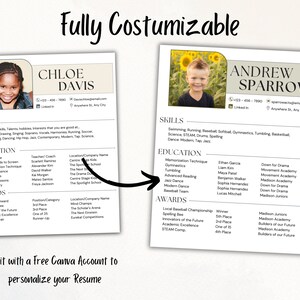 Child Acting Resume Template for Auditions Editable in Canva CV ...