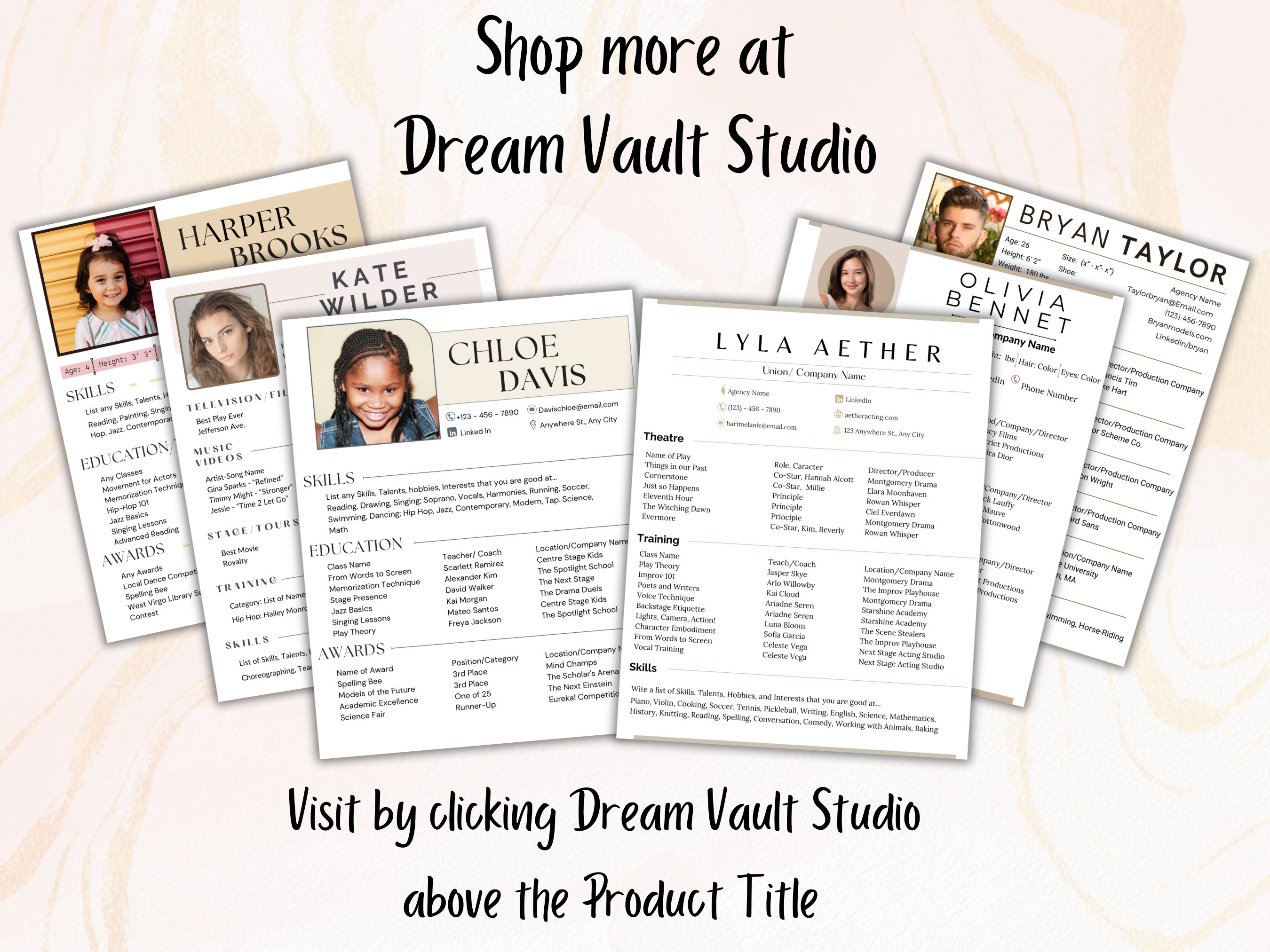 Resume Template for New Actors Auditions Editable in Canva CV ...