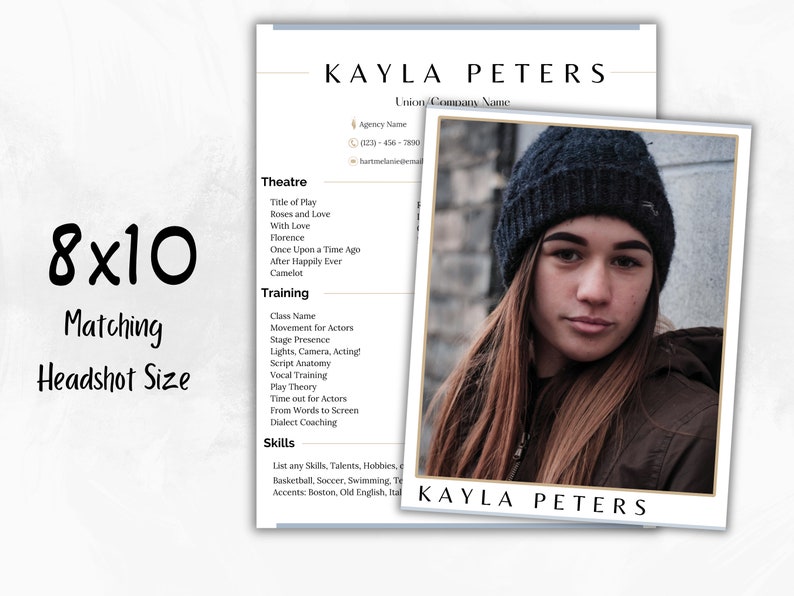 Actors Resume Template Auditions Editable in Canva CV Professional ...