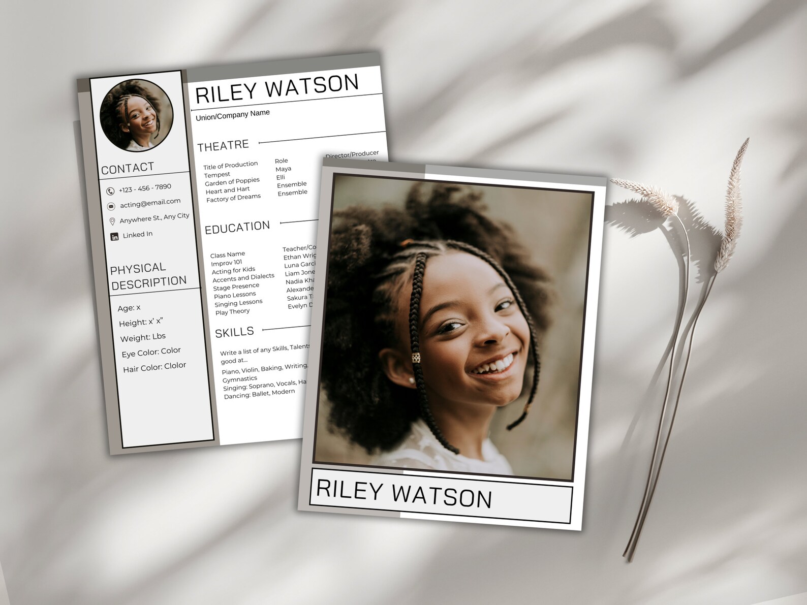 Child Actor Resume Template Freshers Audition Editable Canva CV ...
