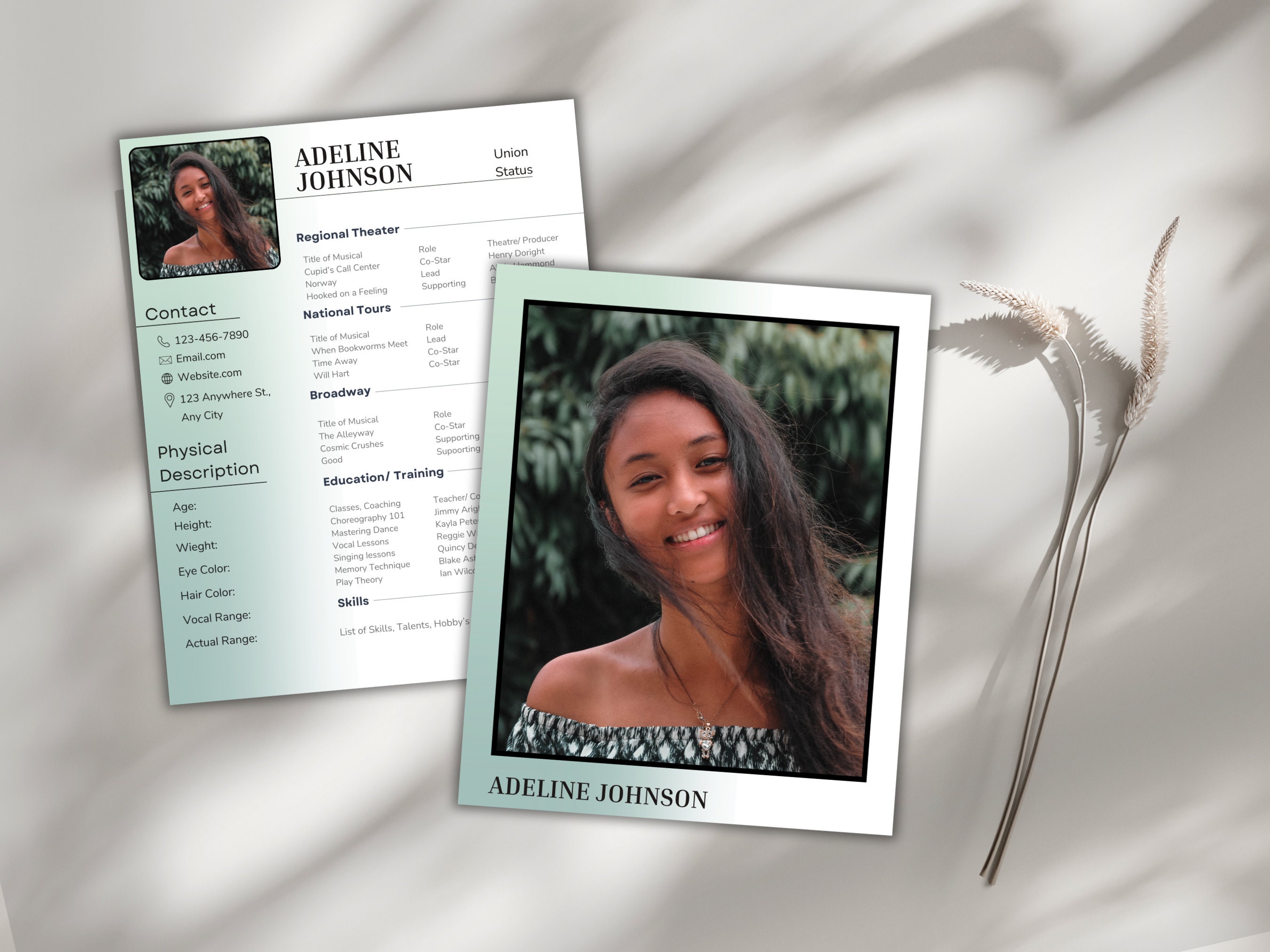 Musical Theatre Resume for Auditions Editable in Canva CV Professional ...