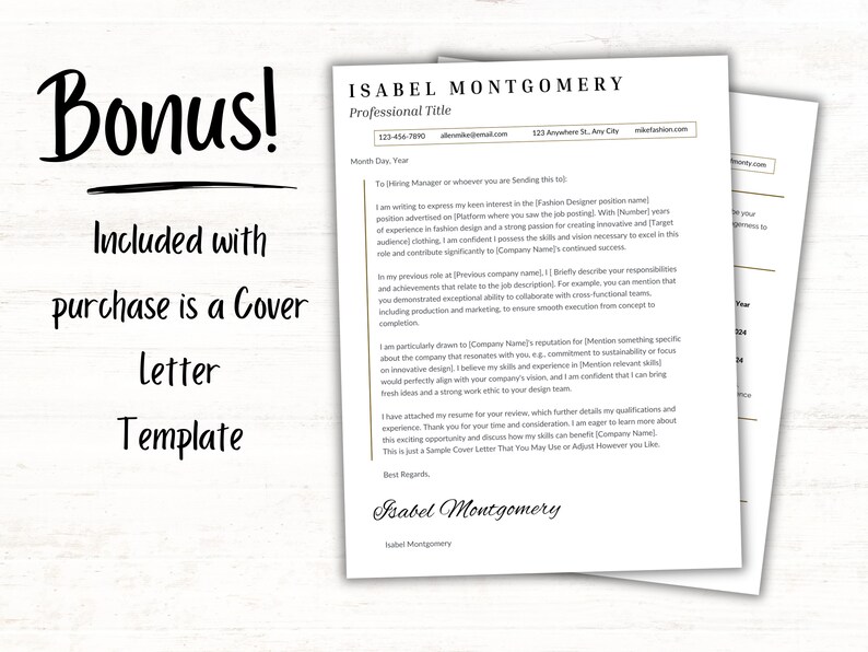 Fashion Designer Resume Template Student Editable Canva CV Professional ...