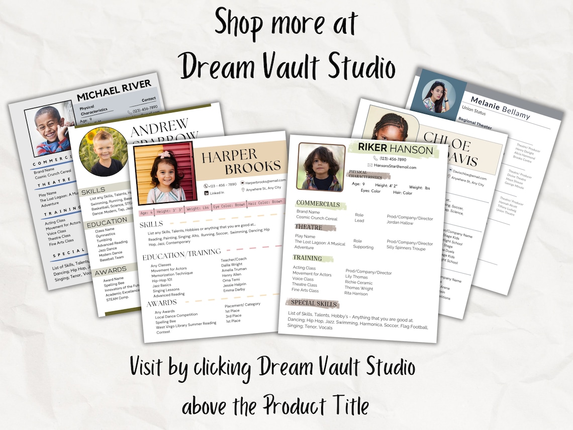 Child Actor Resume Template No Experience Editable Canva CV ...