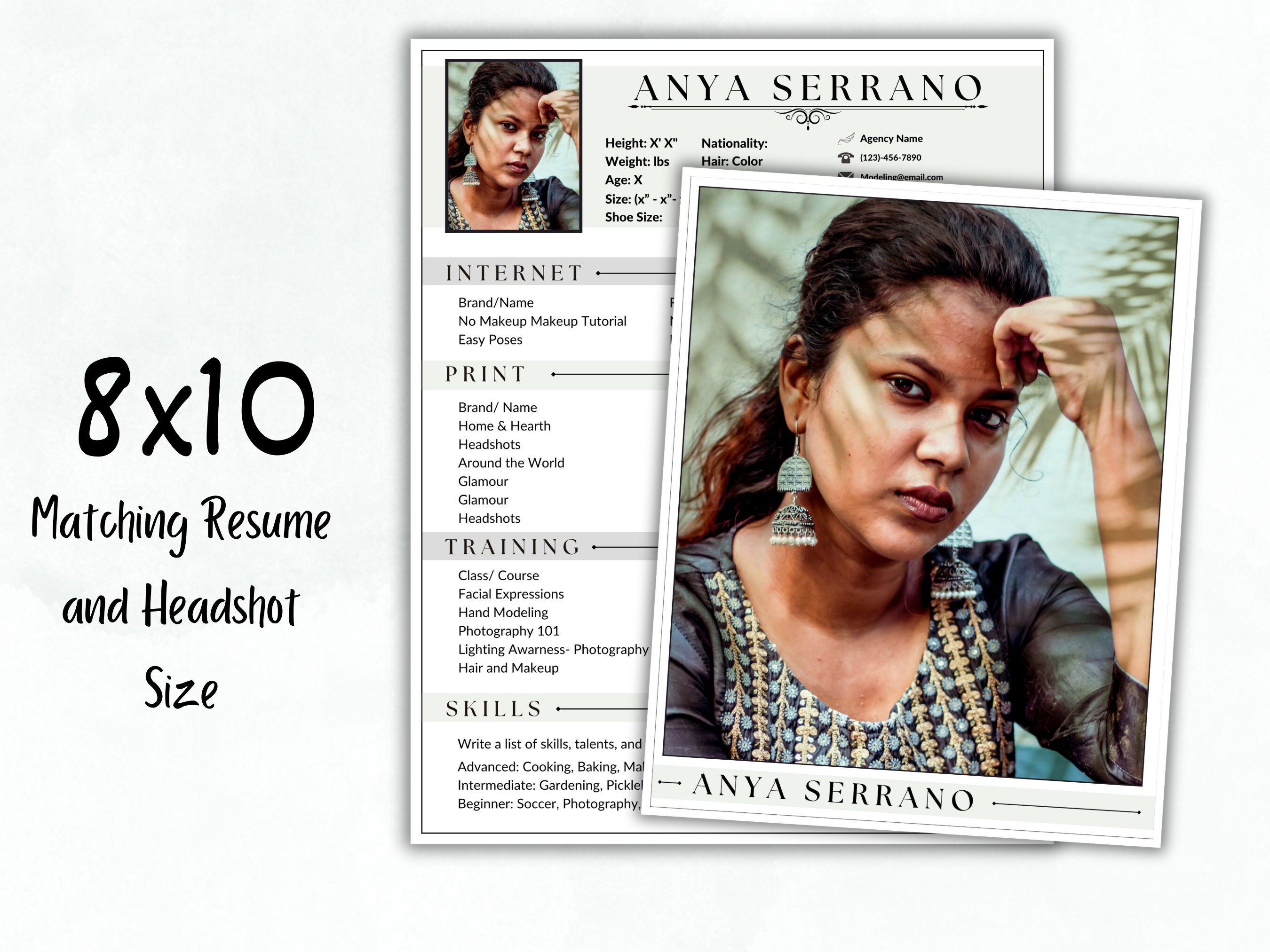 Modeling Resume Template Editable in Canva Professional CV Digital ...