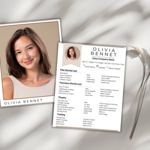 Professional Actors Resume Template for Audition Editable in Canva CV ...