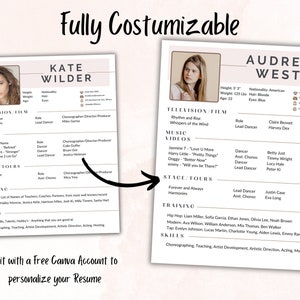 Professional Dancer Resume Template for Auditions Talent Agency ...