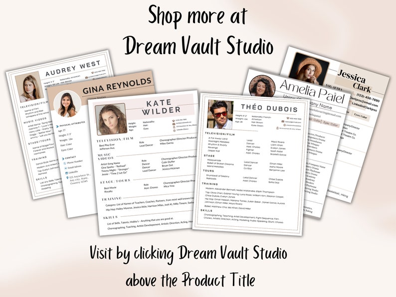 Dancer Resume Template for Auditions Editable in Canva CV Professional ...