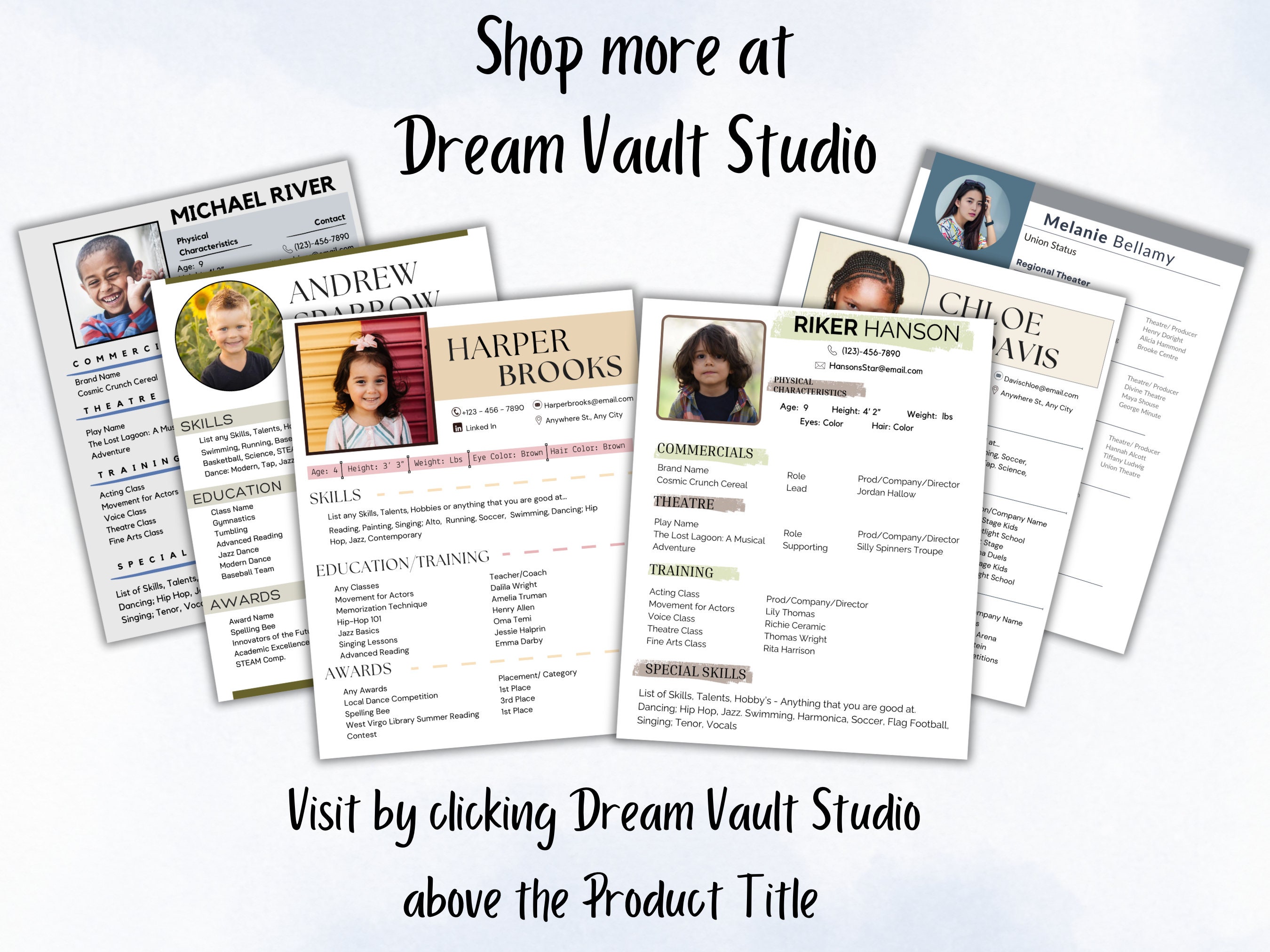 Child Actor Resume Template Editable Canva CV Professional Digital ...