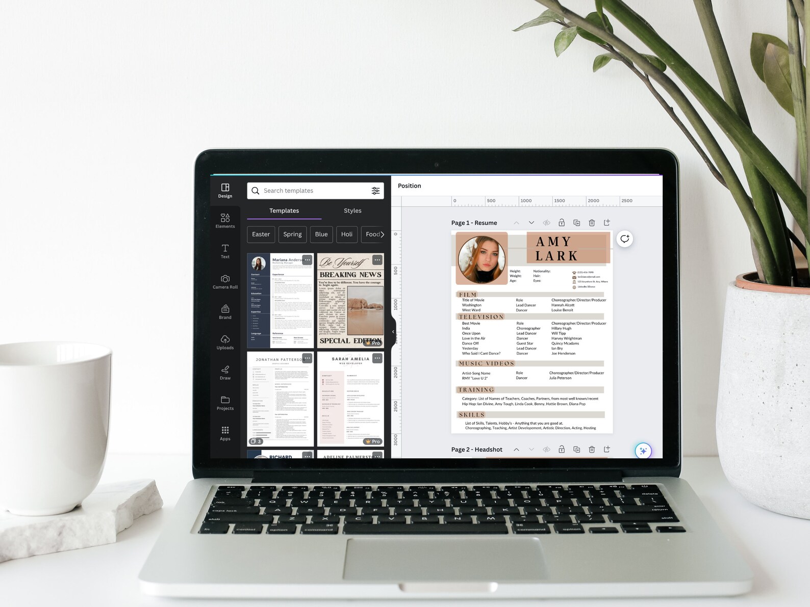 Dancer Resume Template for Auditions Editable in Canva CV Professional ...