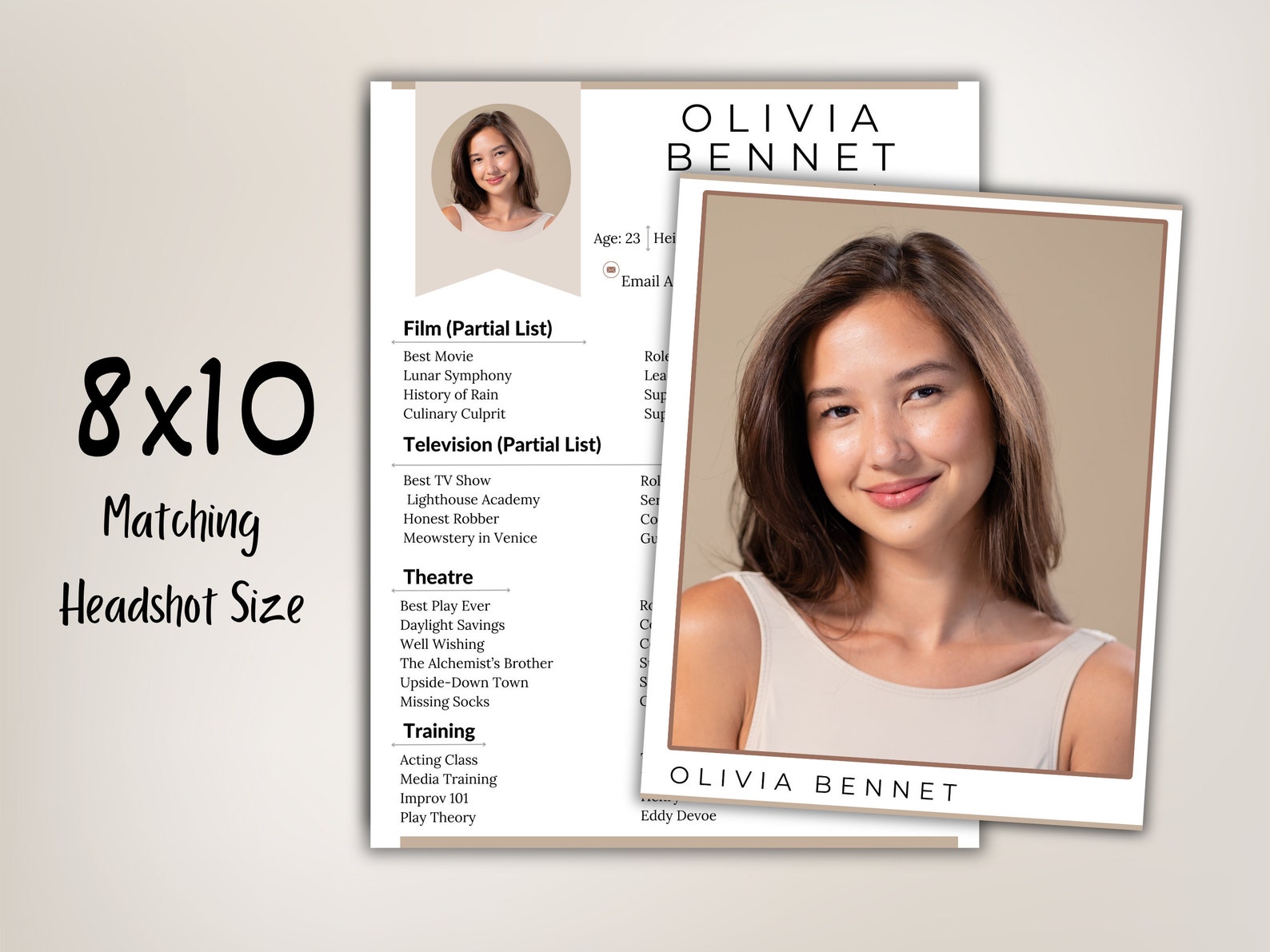 Professional Actors Resume Template for Audition Editable in Canva CV ...