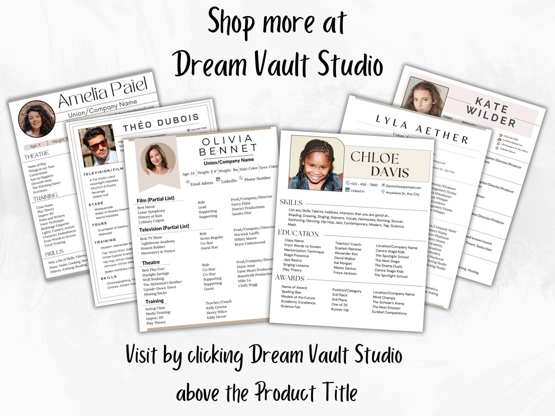 Professional Acting Resume Template Editable in Canva CV Digital Acting ...