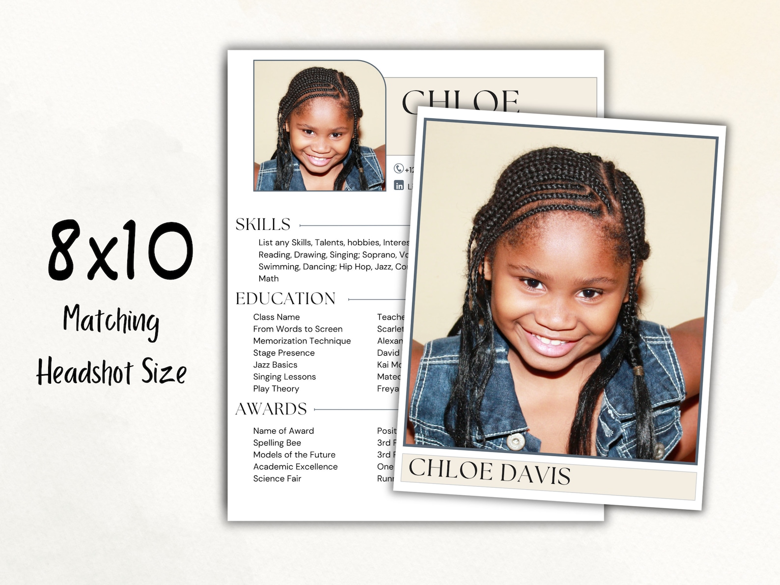 Child Acting Resume Template for Auditions Editable in Canva CV ...