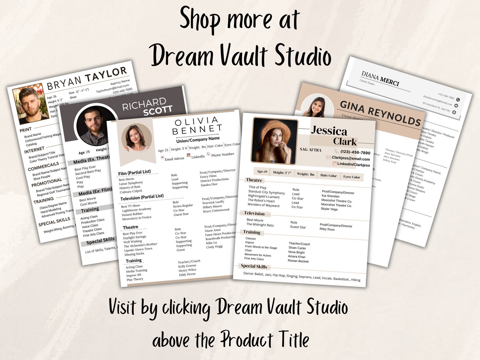 Resume Template for Actors Auditions Editable in Canva CV Professional ...