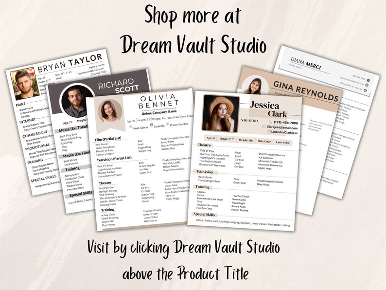 Resume Template for Actors Auditions Editable in Canva CV Professional ...